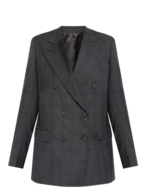 Officine Générale Double-breasted Checked Blazer - Grey