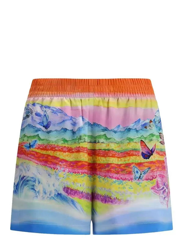 Casablanca Landscape-print Silk Shorts - Blue