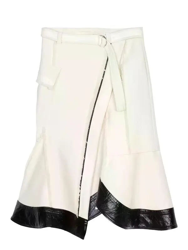 3.1 Phillip Lim Faux-leather Panel Tweed Skirt - Neutrals