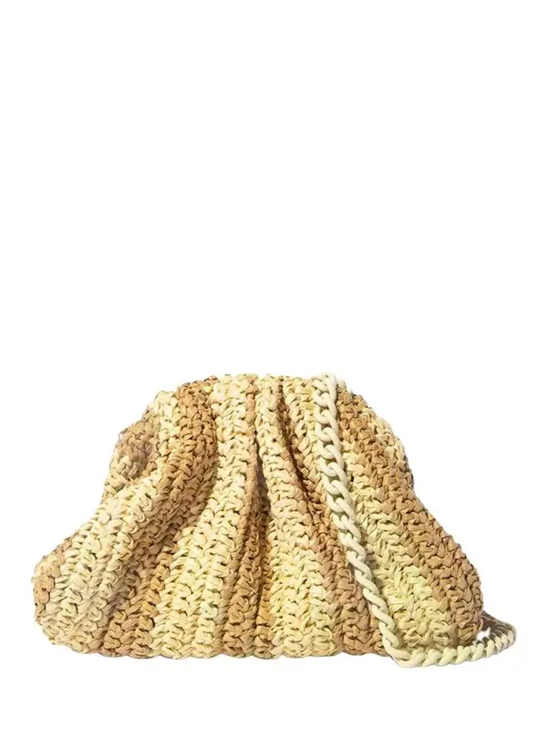 Maria La Rosa Striped Raffia Clutch - Neutrals