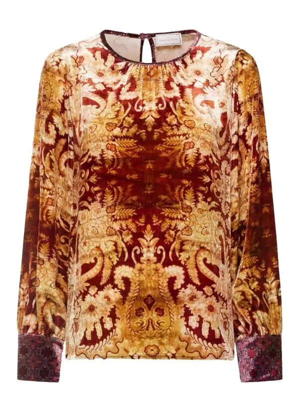 PIERRE-LOUIS MASCIA Damask Velvet Shirt - Brown