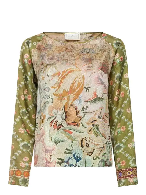 PIERRE-LOUIS MASCIA Floral-print Silk Shirt - Neutrals
