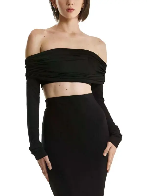 2310 STUDIO Off-shoulder Draped Top - Black