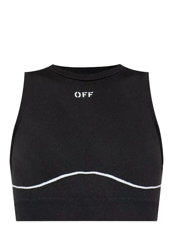 Off-White Curved-hem Top - Black