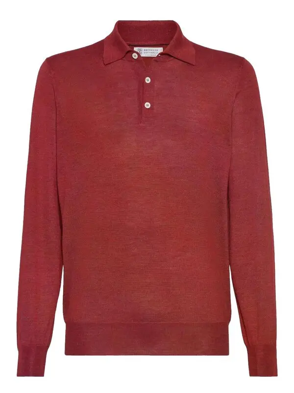 Brunello Cucinelli Long-sleeve Polo Shirt - Red