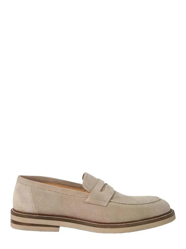 Brunello Cucinelli Penny Suede Loafers - Neutrals