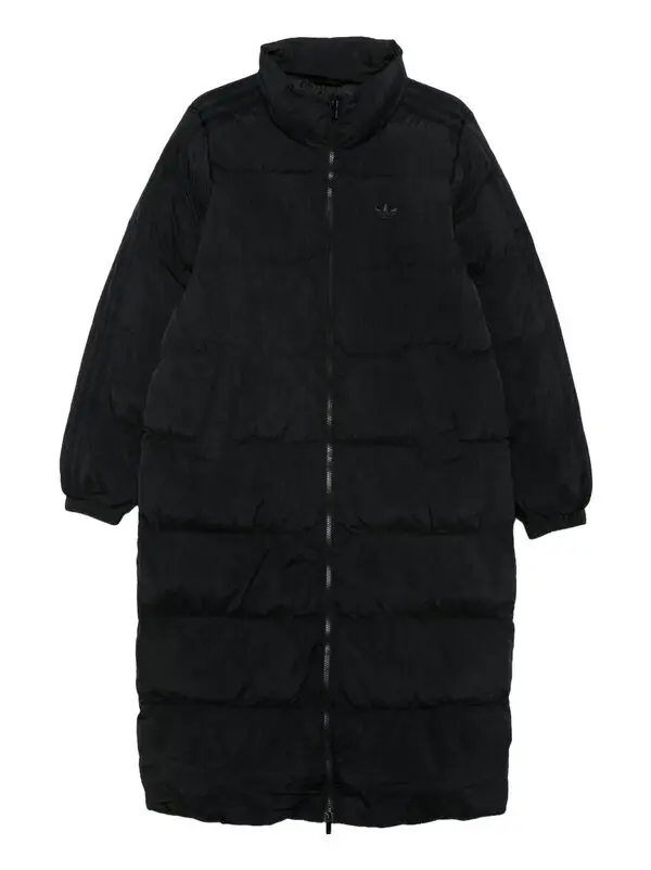 Adidas Adicolor Quilted-panel Long Coat - Black