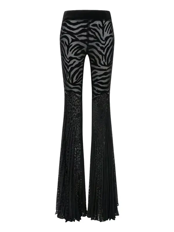 Roberto Cavalli Ray Of Gold-print Flared Trousers - Black