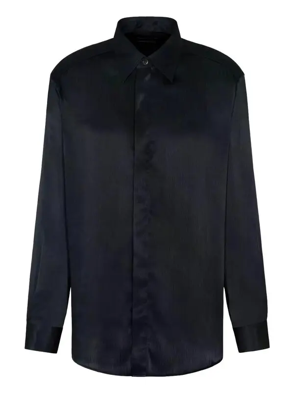 Emporio Armani Satin-stripe Shirt - Black