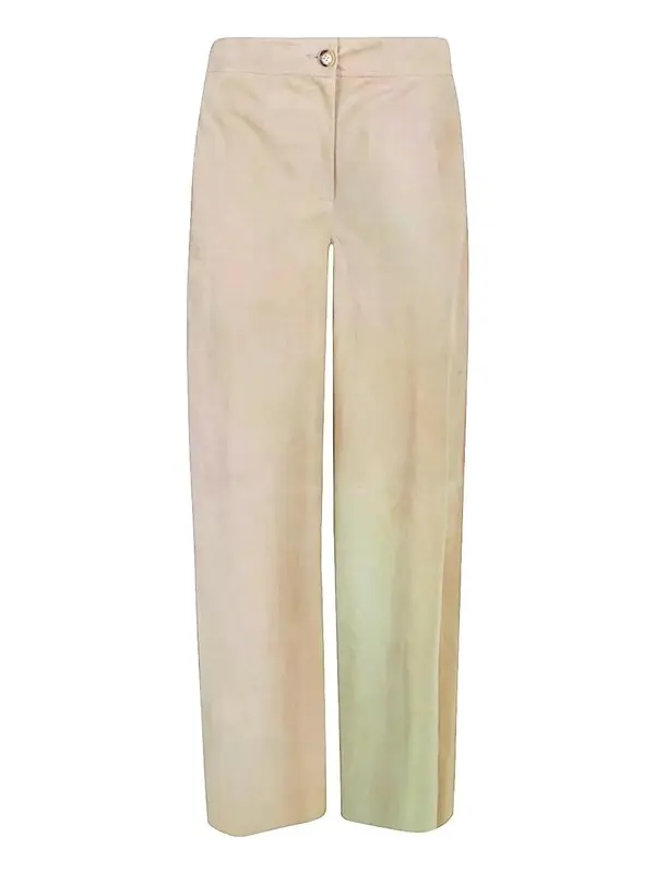VIA MASINI 80 Suede Trousers - Neutrals