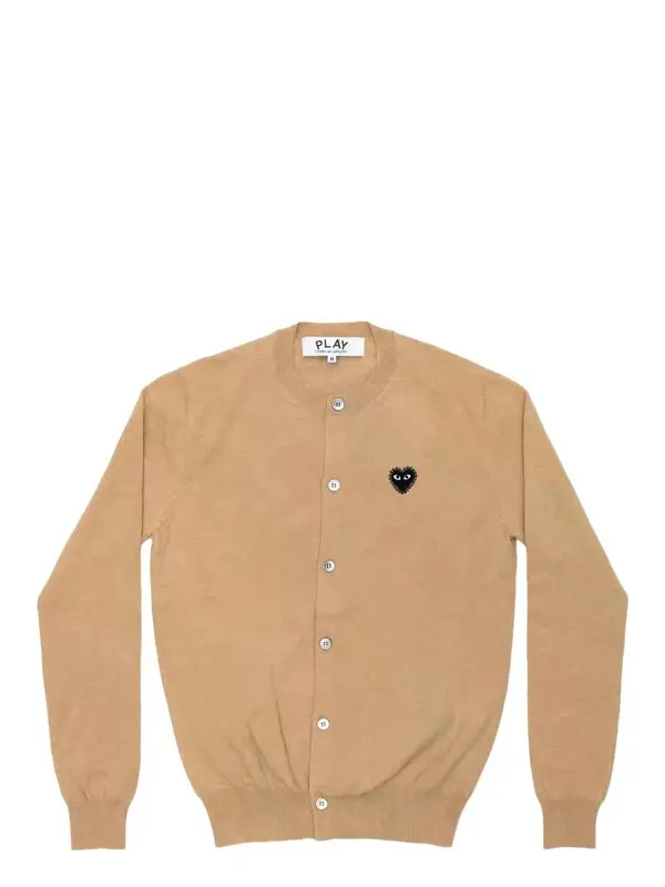 Play Comme Des Garcon Heart-embellished Cardigan - Neutrals