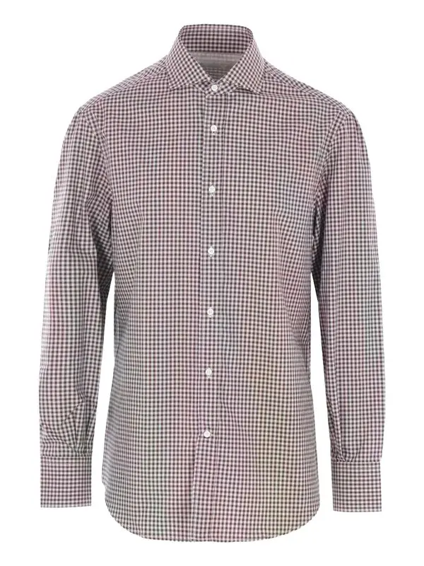 Brunello Cucinelli Check-pattern Cotton Shirt - Red