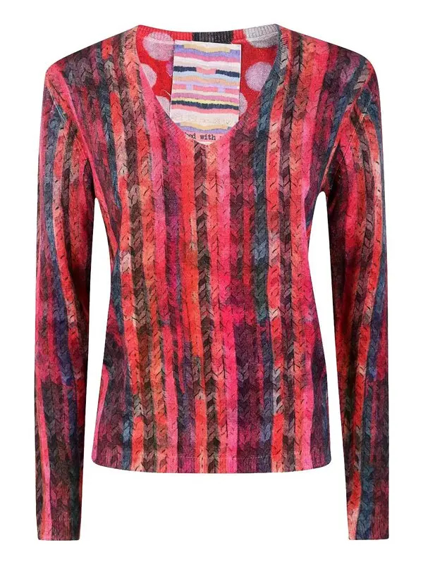 IN BED WITH YOU Stripe-print Ribbed Sweater - Red