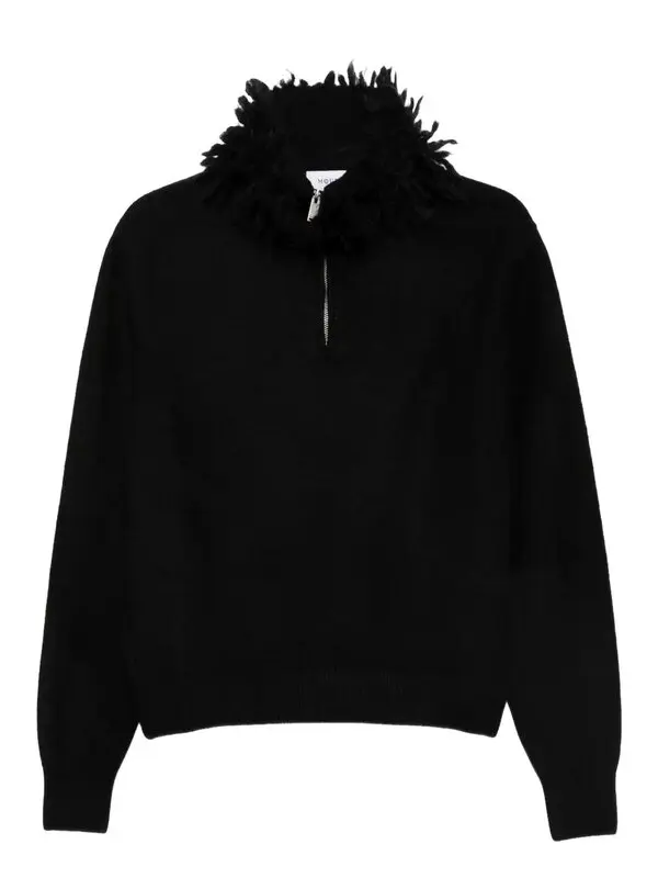 Alexander McQueen Fringed-collar Jumper - Black