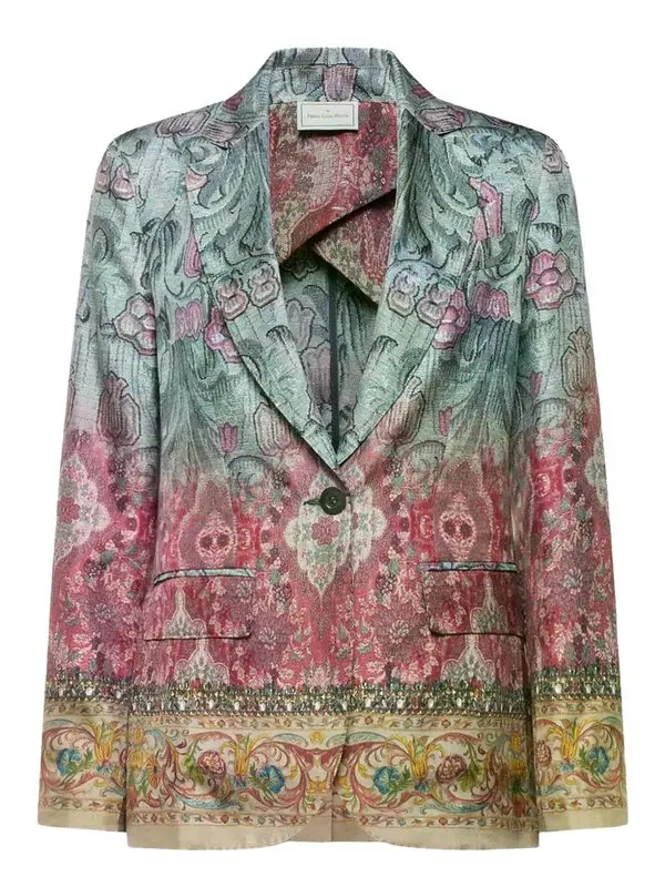 PIERRE-LOUIS MASCIA Floral-print Single-breasted Blazer - Blue