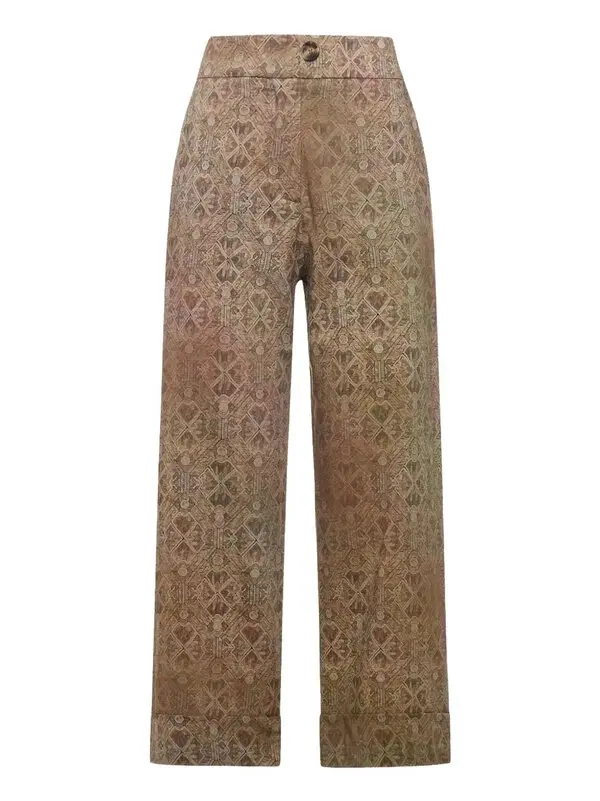 PIERRE-LOUIS MASCIA Geometric-pattern Trousers - Neutrals