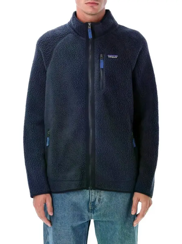 Patagonia Logo-patch Fleece Jacket - Blue