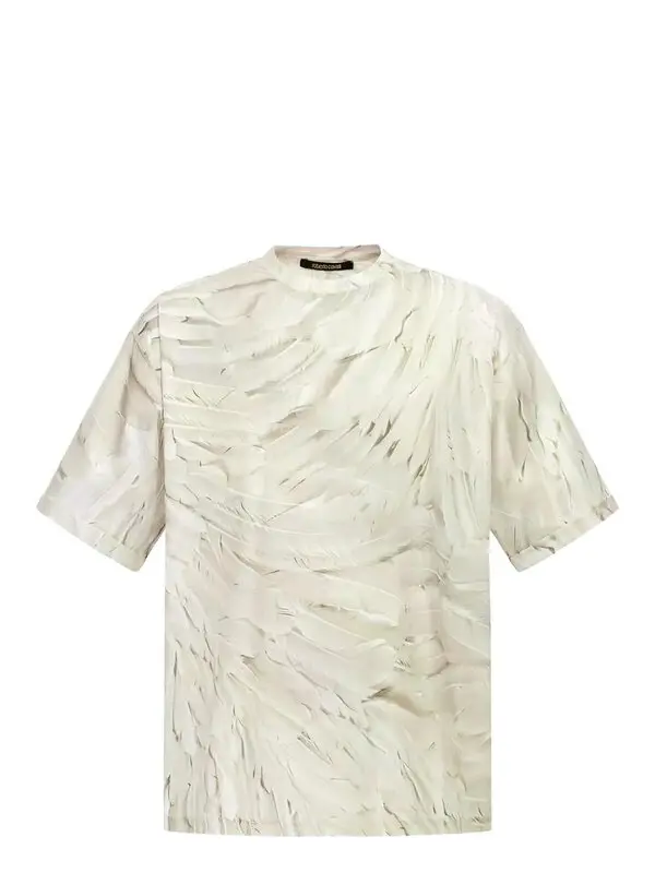 Roberto Cavalli Ice-feathers-print T-shirt - White