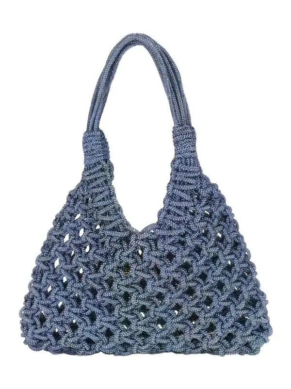 HIBOURAMA Crystal-embellished Woven Shoulder Bag - Blue