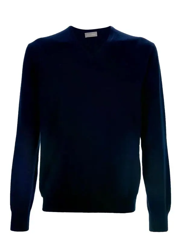 CRUCIANI V-neck Cashmere Jumper - Blue
