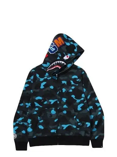 BAPE X Helinox Shark Full Zip Hoodie - Black/cyan Blue
