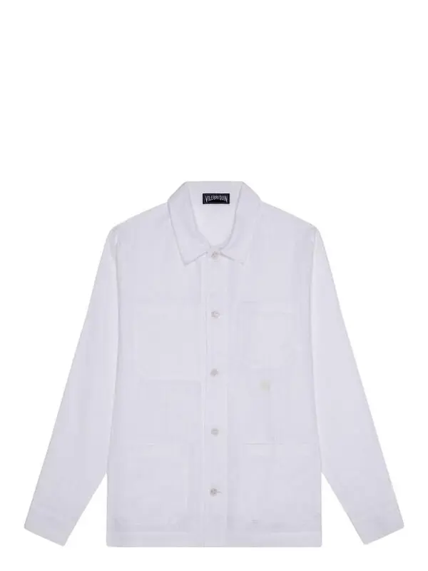 Vilebrequin Linen Solid Overshirt Jacket Corentin - White