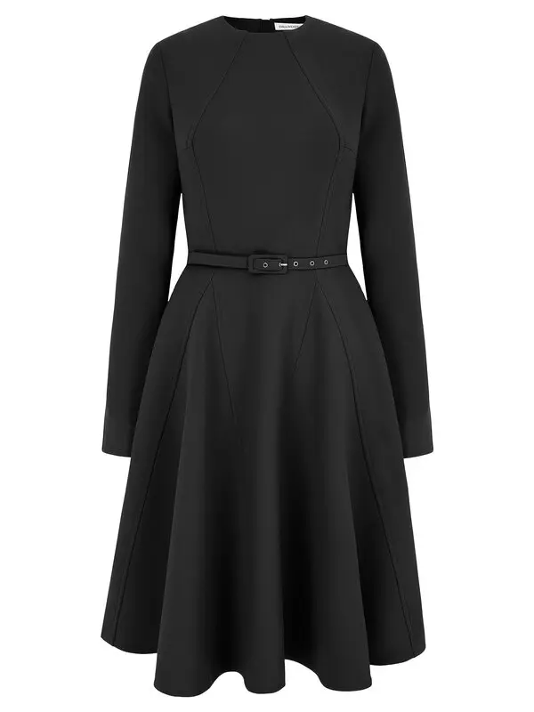 EMILIA WICKSTEAD Uccellina Birdseye Suiting Dress - Black