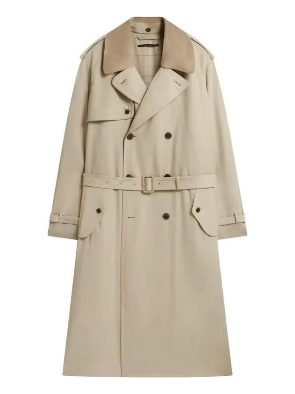 Dunhill Wool Double-breasted Trench Coat - Beige