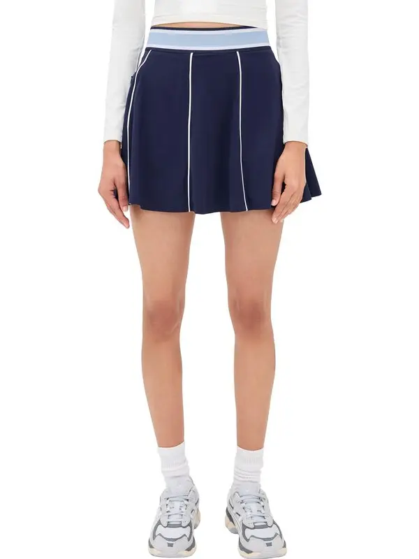 Greyson Striped Waistband Mini Skirt - Maltese Blue - 417