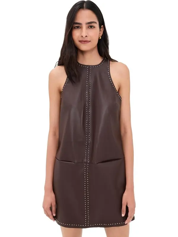 Saylor Damian Faux Leather Mini Dress - Chocolate