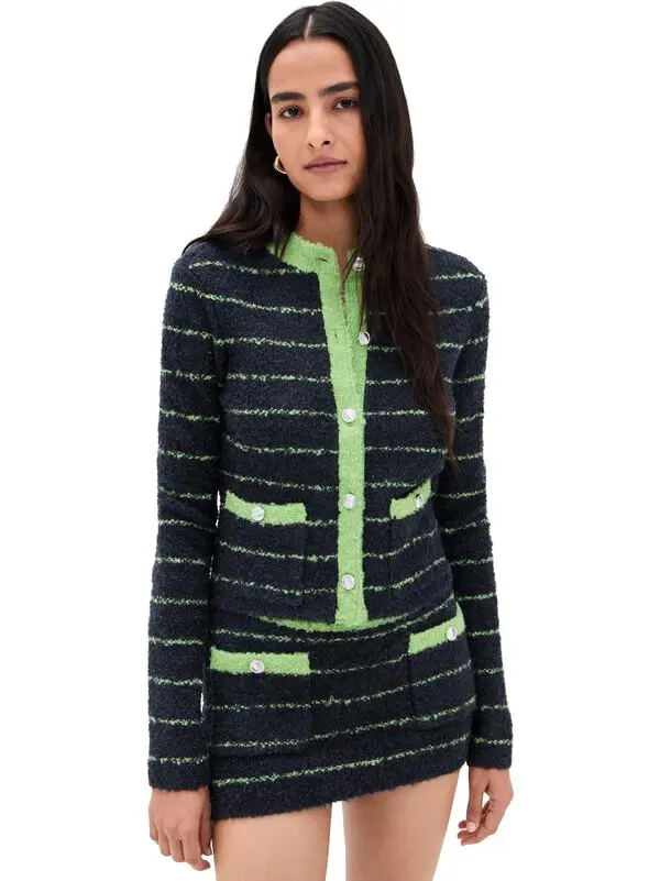 GUIZIO Aurelie Stripe Cardigan - Navy/green
