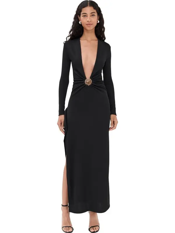 Christopher Esber Mineral Stone Cascade Maxi Dress - Black
