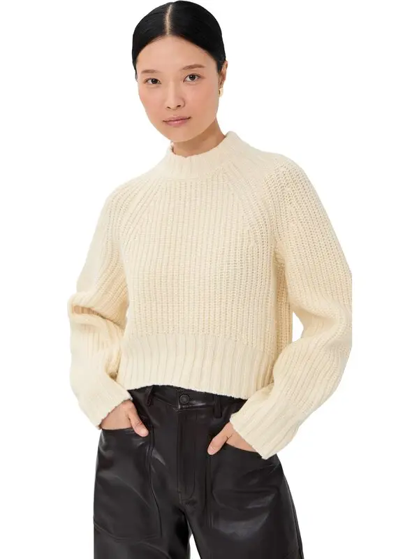 Co Cropped Crew Neck Pullover - Ivory