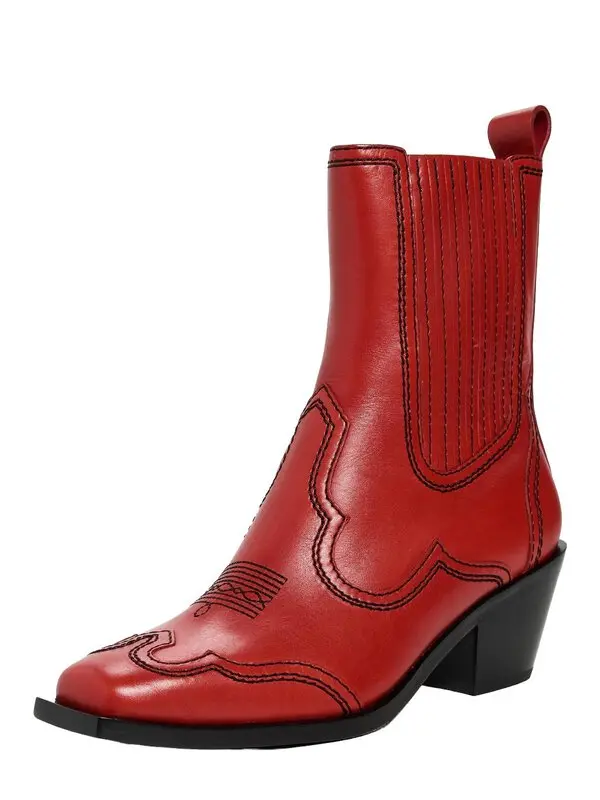 LOEFFLER RANDALL Agnes Western Ankle Booties - Red/black