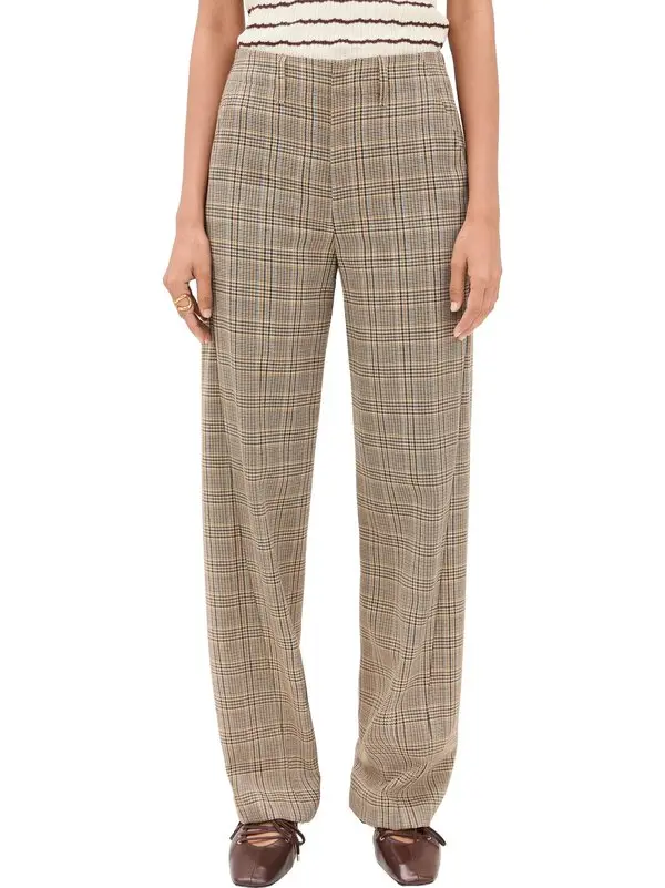 Rag & Bone Shea Plaid Trousers - Tan Multi