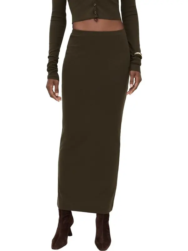 Eterne Ribbed Knit Emma Skirt - Moss