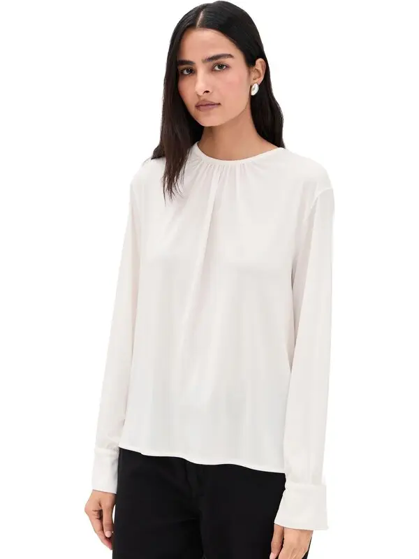 Vince Gathered Neck Blouse - Off White
