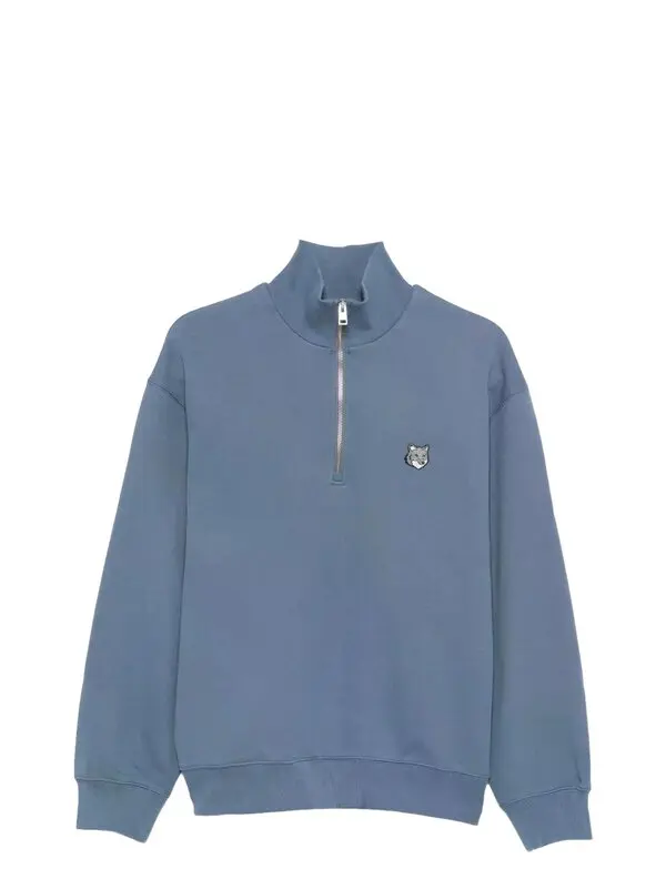 Maison Kitsuné Fox Head Half-zip Sweatshirt - Blue