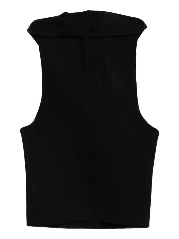 Rick Owens Ribbed Hooded Vest - Black