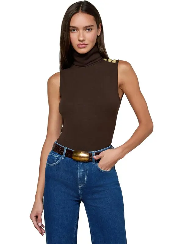 L'Agence Ceci Sleeveless Turtleneck - Coffee Bean