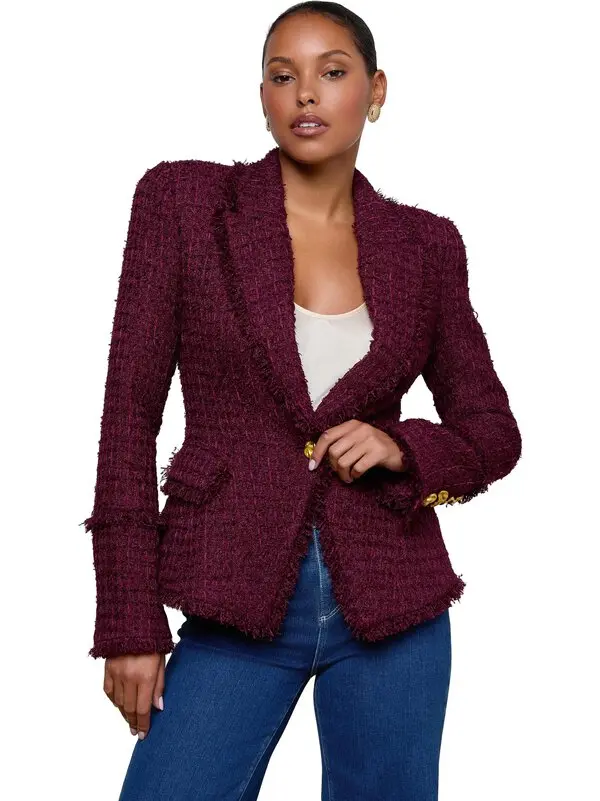 L'Agence Kaisley Tweed Blazer - Dark Port