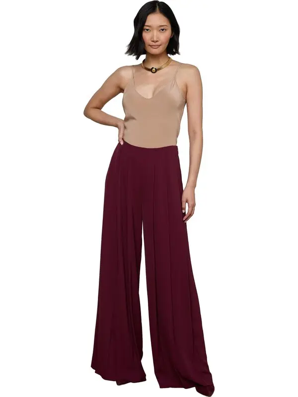 L'Agence Nova Pleated Wide-leg Trousers - Dark Port