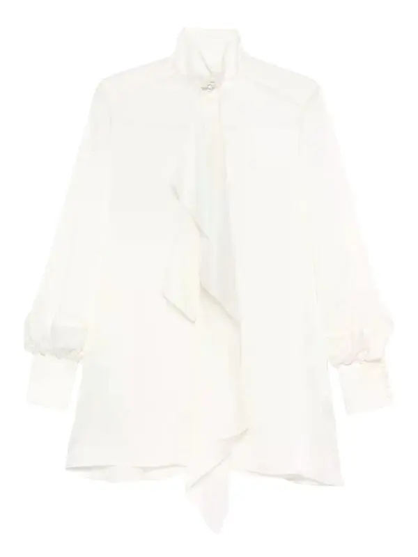 Sacai Ruffled High-neck Blouse - White