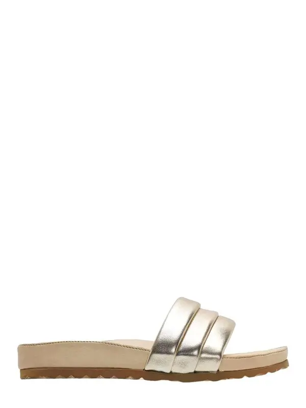 BLOC B. Padded Leather Flat Sandals - Gold