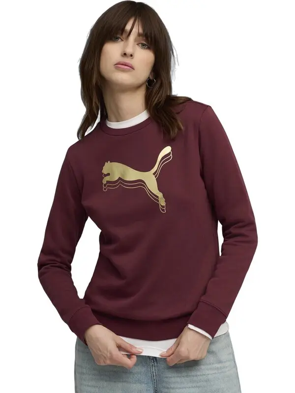 PUMA Essentials Metallic Crew Neck Sweatshirt - Red
