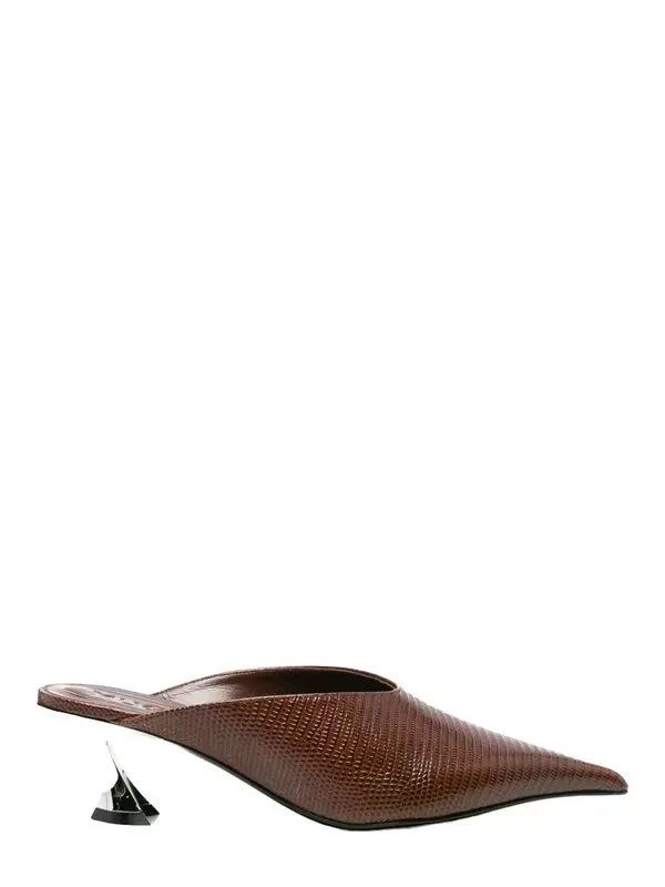 MUGLER 65mm Lizard-effect Mules - Brown