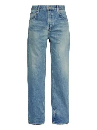 Saint Laurent Mid Straight Baggy Denim Jeans - Benjamin Blue