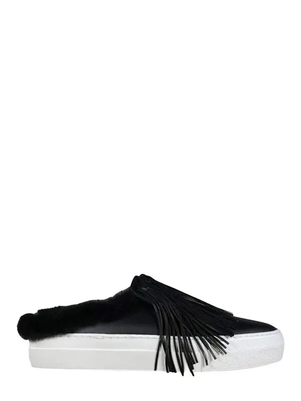 Buscemi Sabot Fringe Flat - Black/white