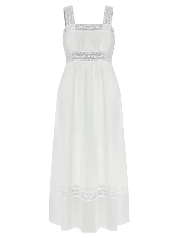 Posse Lace-insert Midi Dress - White