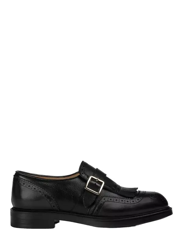 DOUCAL'S Single-buckle Fringe Derby Shoes - Black
